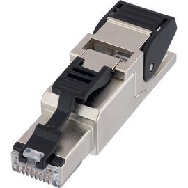 Field-attachable RJ45 data connector, for assembly with Cat.6A or Cat.8 ...