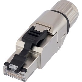 Field-attachable RJ45 data connector, for assembly with Cat.6A or Cat.8 ...
