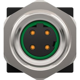 Control cabinet feed-through, M12 connection and RJ45 connection.